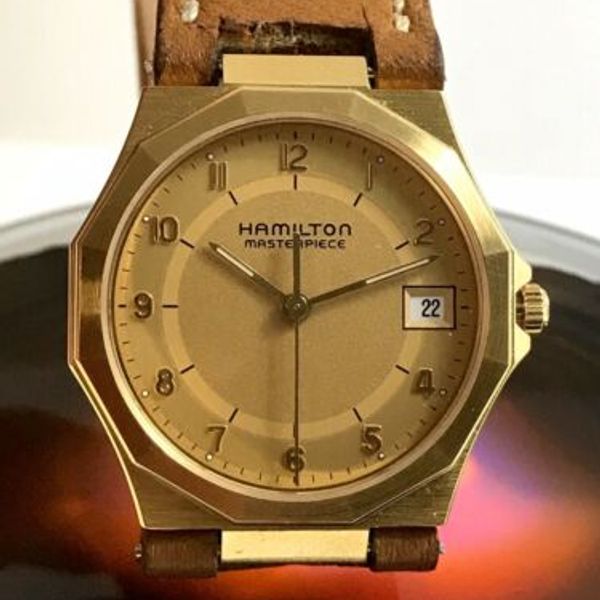 Vintage Hamilton Masterpiece Date 1988 Octagon Bezel Men’s 8928 Swiss ...