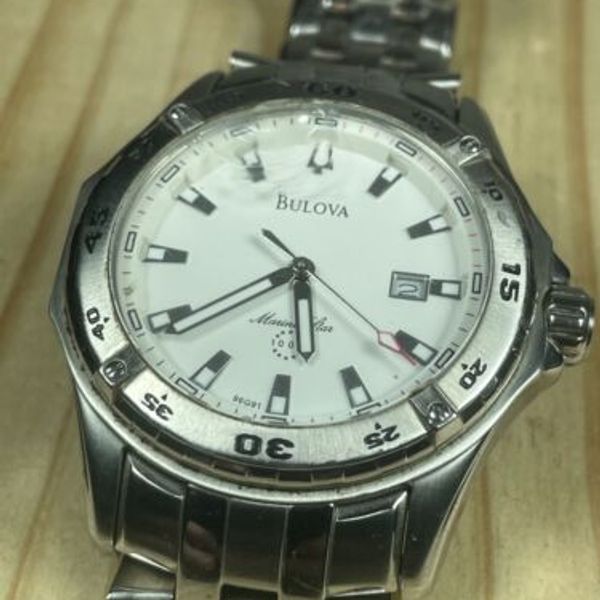 Bulova Marine Star Quartz C899245 stainless steel chipped crystal ...