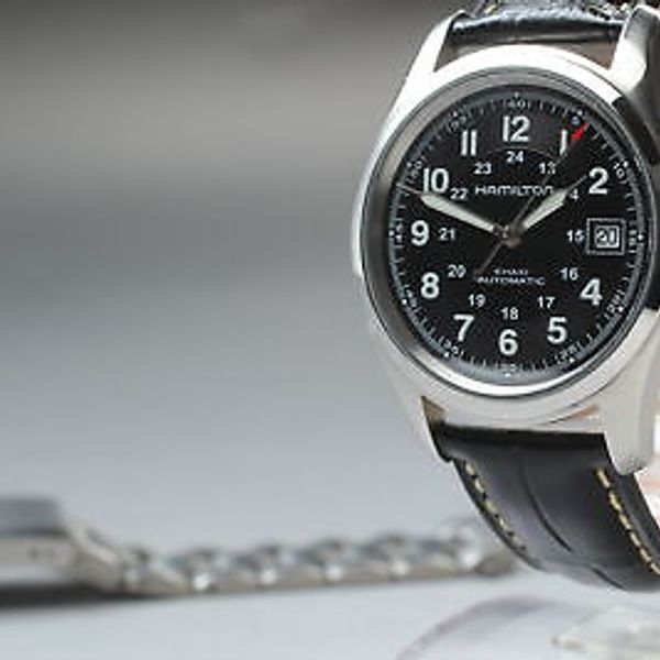 Hamilton Khaki Field H704450 Black Dial Automatic 38mm Mens Watch ...