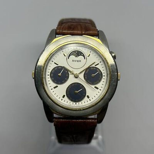 Seiko Watch Avenue Moon Phase 7F39-6060 Quartz 10BAR 35mm Dead Battery ...