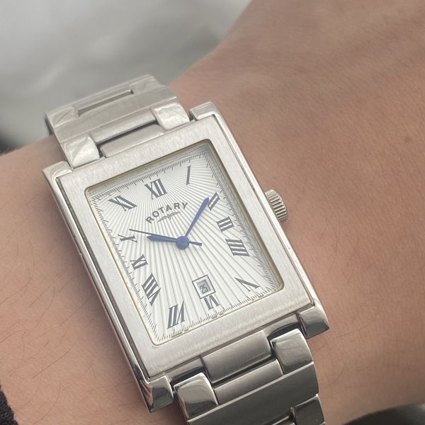 Mens Rotary Tank â Classicâ Gents Vintage Watch Silver Roman Numeral ...