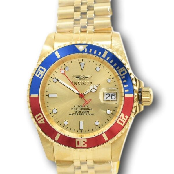 Invicta Pro Diver Automatic Men's 42mm Gold Dial Pepsi Bezel Watch ...