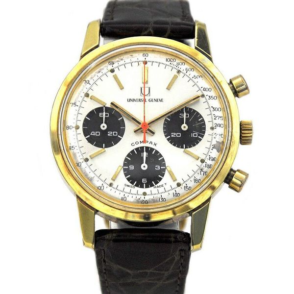 Universal Geneve Watch Gold Brown Compax 591100/02 COMPAX OH Completed ...