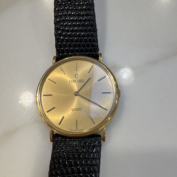 Concord Gold Quartz Menâ s Watch With Lizard Strap | WatchCharts ...