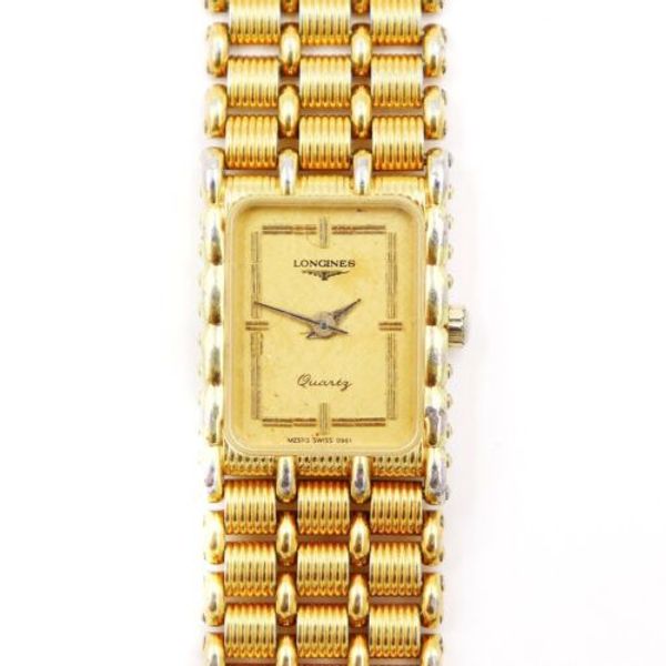 Vintage Longines MZ5713 Rectangle 0961 Gold Tone Ladies Swiss Quartz ...