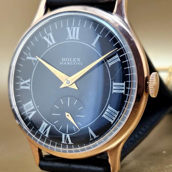 VINTAGE & FINE ROLEX MARCONI HAND WINDING GOLDEN CASE BLACK DIAL 1940 ...