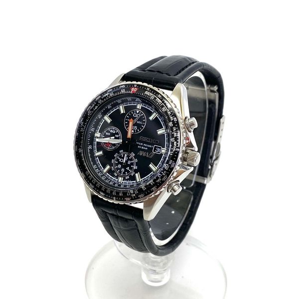 SEIKO × ANA Seiko Flight Watch Quartz Chronograph 7T92-0CF0 Black Men's ...