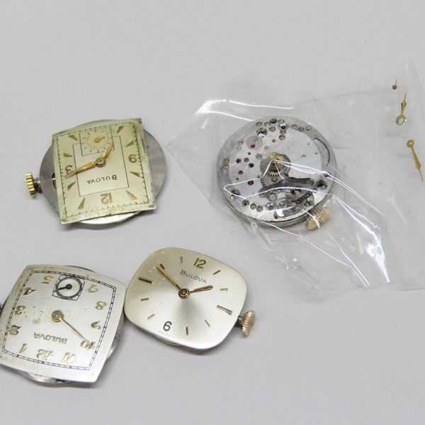 Lot of vintage bulova watch movements parts repair mechanical 10bc 11af ...