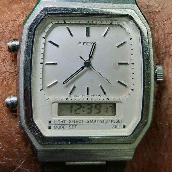 Vintage RARE Seiko H601-5070 Silver Wave ANA-DGT Watch Japan A Working ...