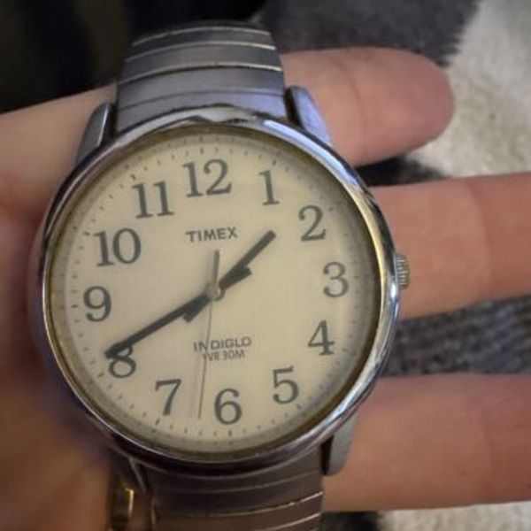 Timex Indiglo Day & Date Quartz Watch CR2016 16 SS Flex Band Needs ...