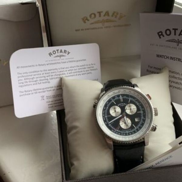 Mens Rotary Chronospeed Swiss Panda Dial Watch GS03448/04 New Batt ...