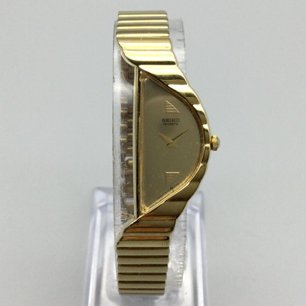 Vintage Seiko Half Moon Watch Women Gold Tone 1F20-5D59 New Battery 6.25" | WatchCharts Marketplace