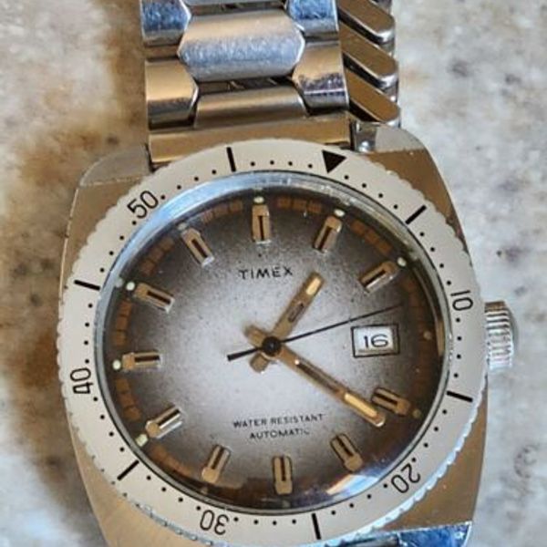 VINTAGE TIMEX VISCOUNT 47671-03275 [1975] AUTOMATIC DIVE WATCH RUNNING ...