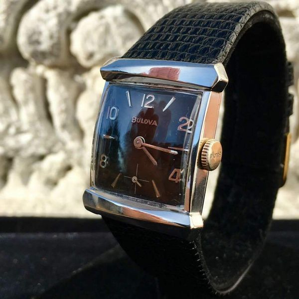 RARE 1963 MENS BULOVA "CRAFTSMAN D" WIND TANK WATCH JFK ERA VINTAGE ART ...