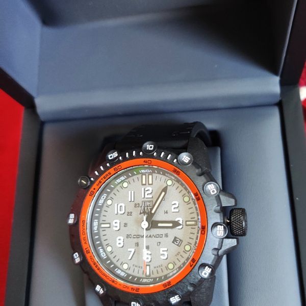 Luminox Men's Commando Frogman 3300 Series Black Rubber Strap Watch XS ...