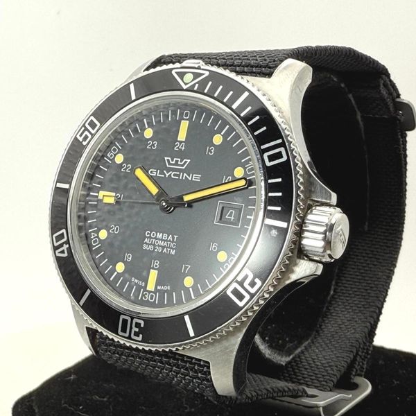Glycine Combat Sub Automatic Black Dial Date Swiss Watch w/ Box ...