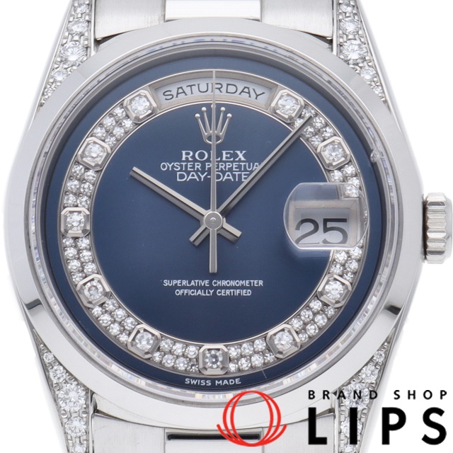 Rolex Day-Date Rug Diamond Milliard Dial 18296 (W) Pt950 Men's Blue ...