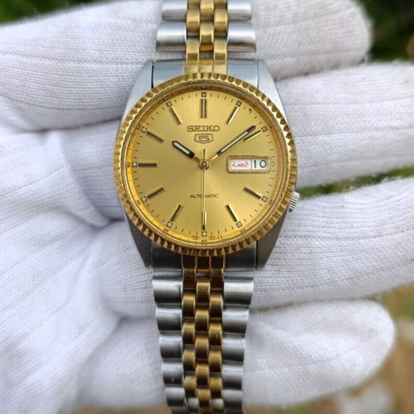 Vintage Seiko 5 Automatic Day/Date 7s26-3110 Men's Watch Golden Dial Japan | WatchCharts Marketplace
