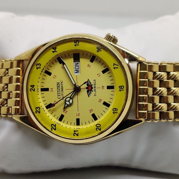 Seiko 5 Automatic Yellow Color Dial Day/Date Gold Plated Vintage Watch ...