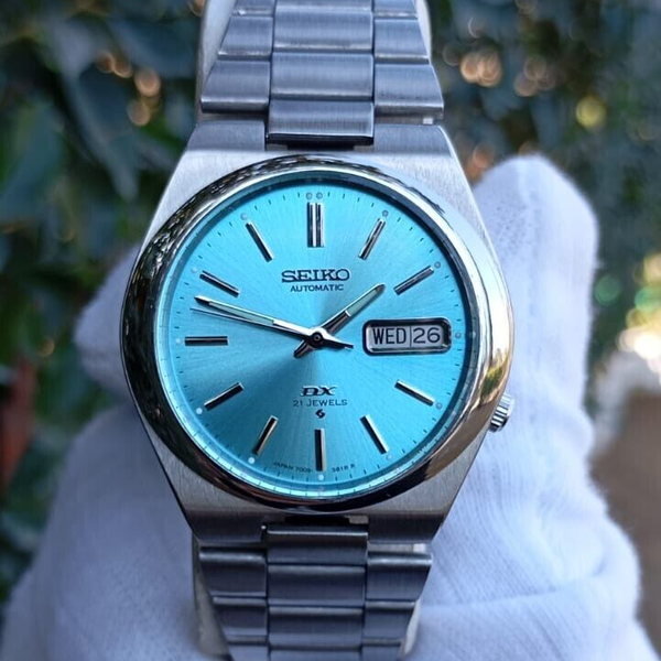 Seiko DX Automatic Sky Blue Sunburst Dial Wrist Watch For Gents Japan ...
