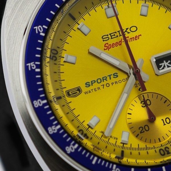 Seiko Pogue Pepsi - Speed Timer" Yellow Dial " automatic watch- 6139 ...