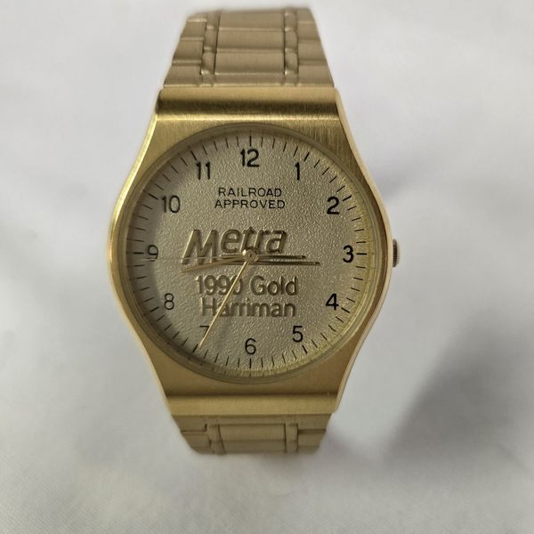 Mens 1990 Pulsar By Seiko Metra Railroad Approved Gold Harriman ...
