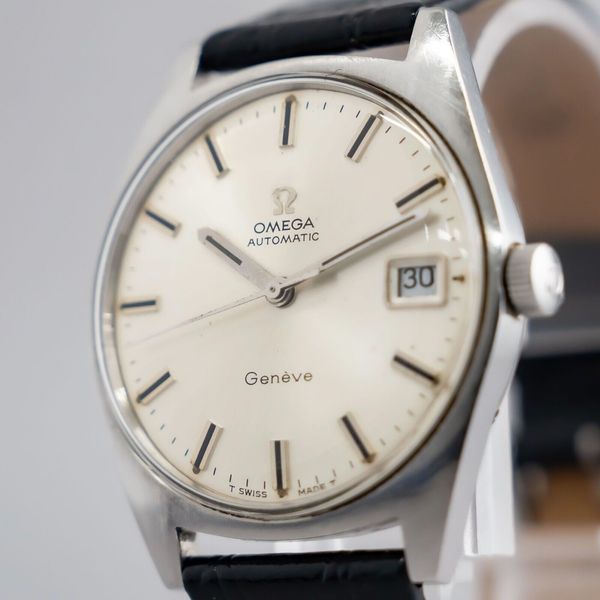 **NEAR MINT** Vintage OMEGA Geneve Cal.565 Automatic Silver Dial Date 34mm Mens | WatchCharts ...