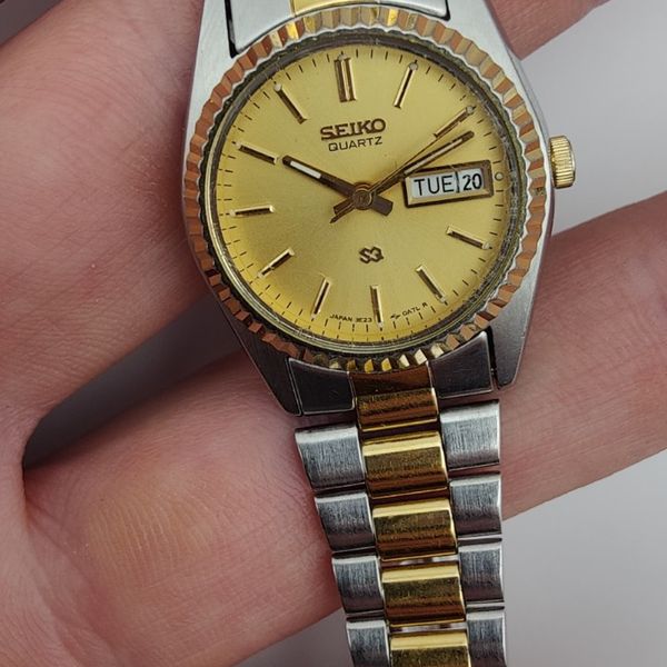 Ladies Seiko SQ 3E23-0A60 Quartz Watch with 2 Tone Metal Strap & 3 Fold ...