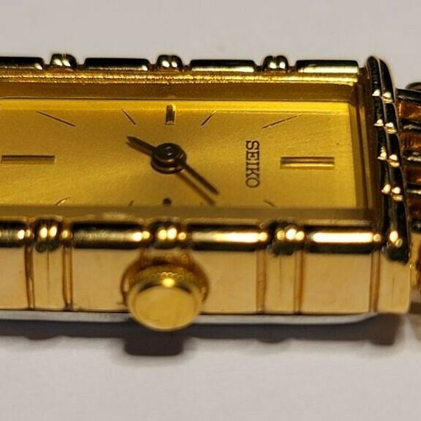 Vintage SEIKO 2E20-5A00 Women's Watch Gold Dial New Battery Runs Great ...