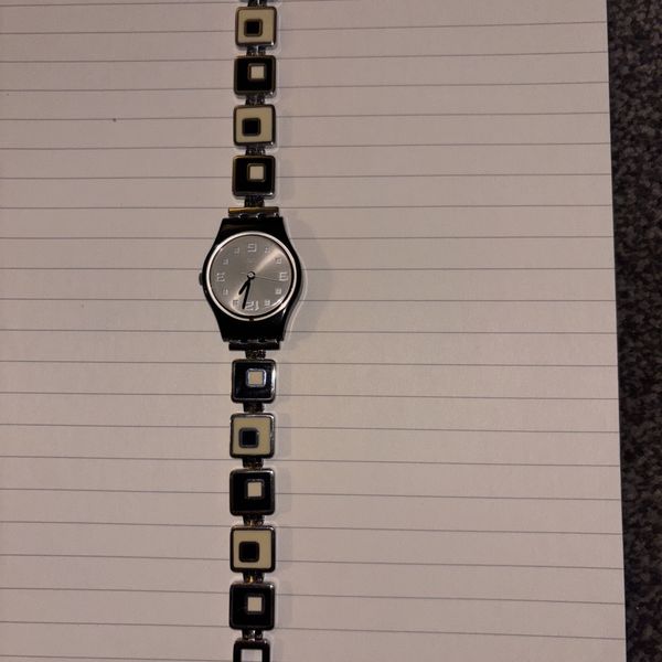 Ladies Genuine Swatch Watch Chessboard LB160G | WatchCharts Marketplace