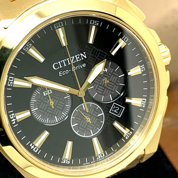 Citizen Men's Watch Eco-Drive CA4512-50E Chronograph Black Dial Gold ...