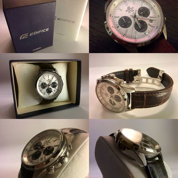 [WTS] Casio Edifice panda chronograph with leather strap and butterfly ...