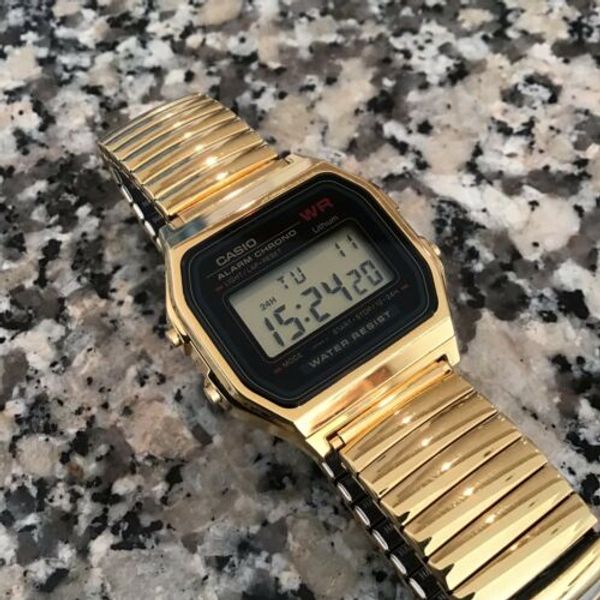 CASIO A-159-WGE (module 593) “JAPAN DH” Gold Tone Digital Watch ...