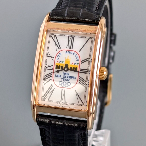 [Near Mint] Hamilton 6268 USA Olympic 1932 Gold Quartz Unisex Watch ...