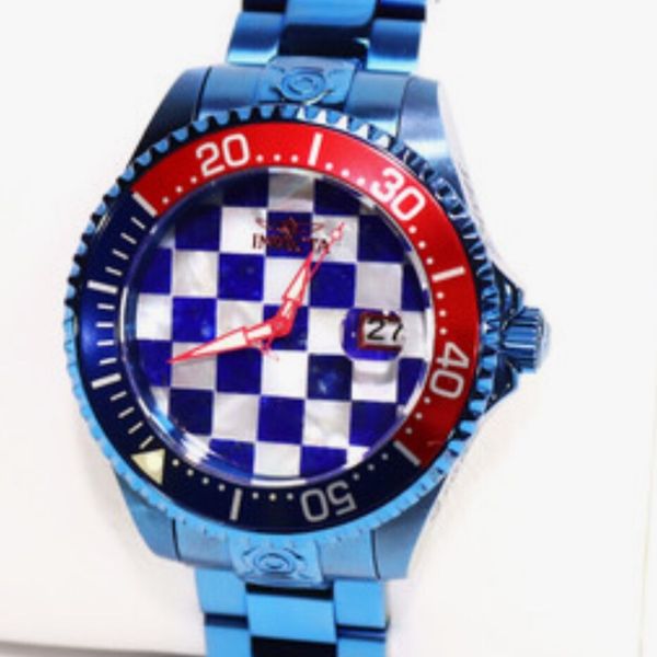 Invicta Grand Diver Automatic Chess Mosaic Dial Men's 47mm Blue Watch ...