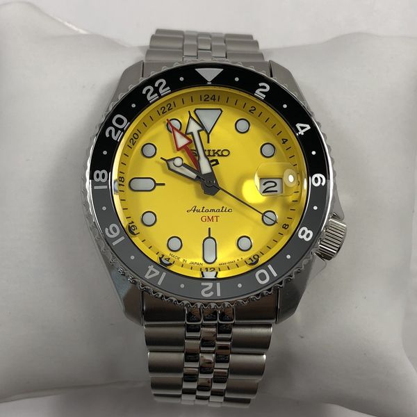 Seiko 5 Sports SKX GMT Automatic Yellow Dial Stainless Steel Men's ...
