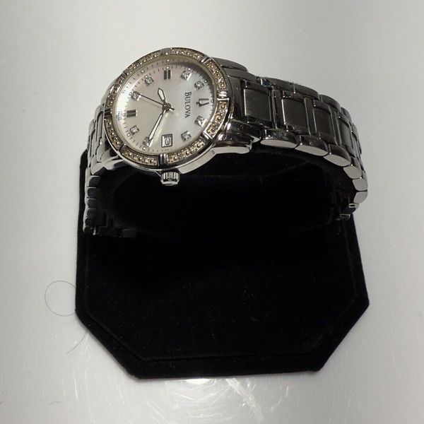 Bulova 96R105 Women's Dress Diamond-Accented Dial Stainless Steel Date ...