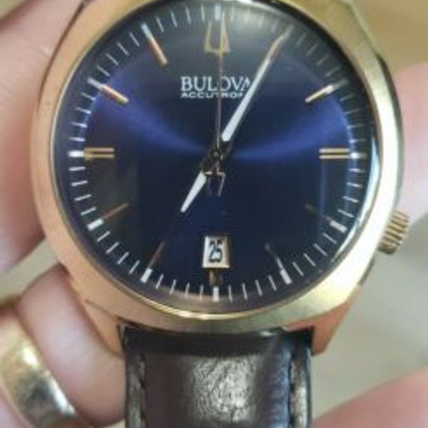 Nice Bulova Accutron II rose gold Blue Dial 97B133 Watch 41mm ...