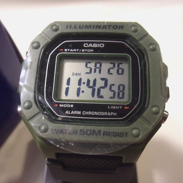 Casio Illuminator digital watch. 42mm. Green case. W-218H-3AVCF. New in ...