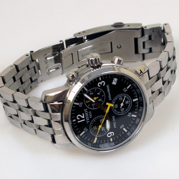 Tissot PRC 200 T461 Mens Chronograph Black & Yellow Dial Watch S/ Steel ...