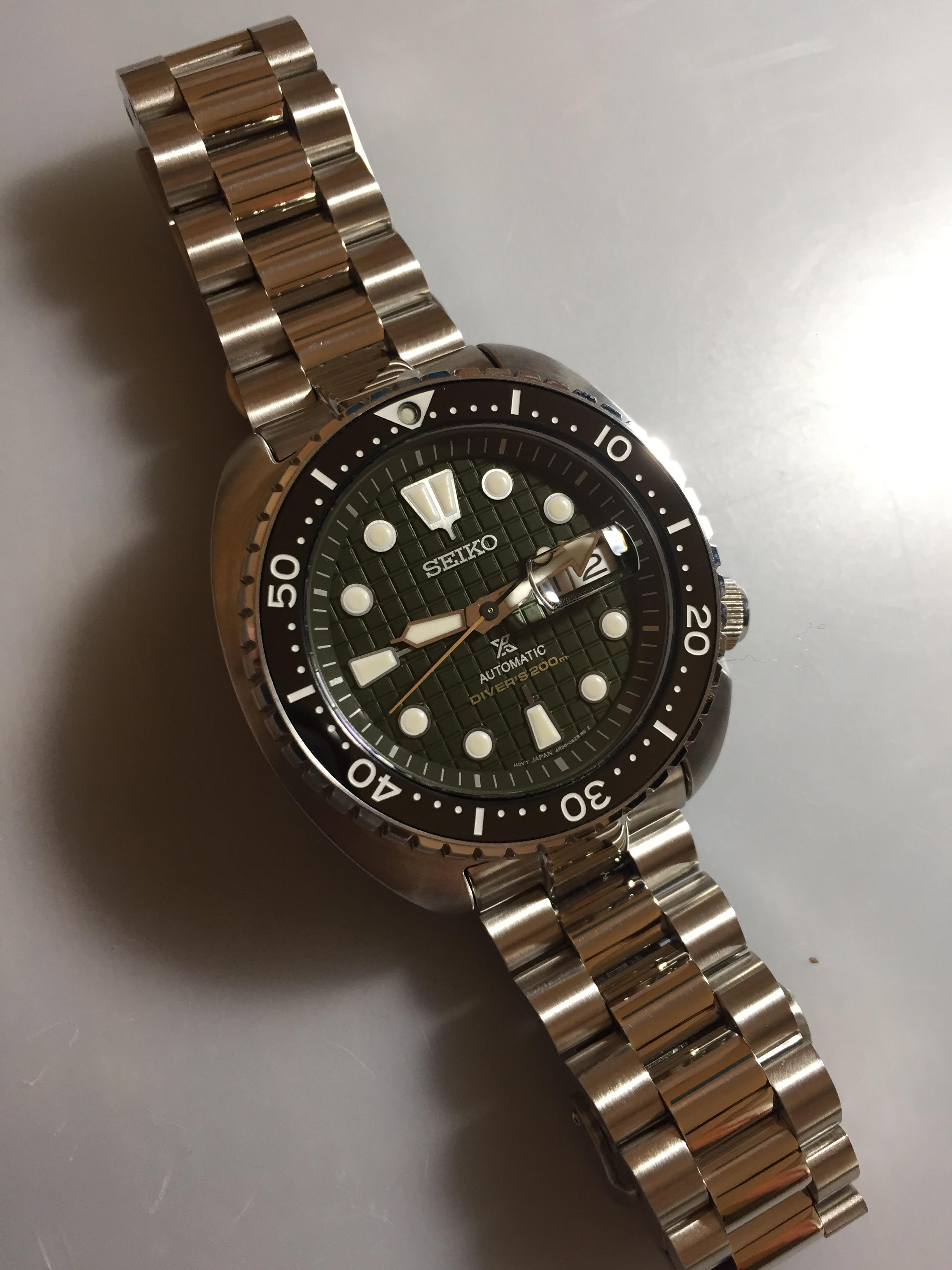 [WTS] Seiko SRPE05 King Turtle Green w Strapcode Endmill Bracelet and ...