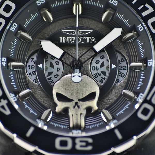 New Invicta Marvel Punisher Mens 48mm Limited Edition Dual Time Black ...