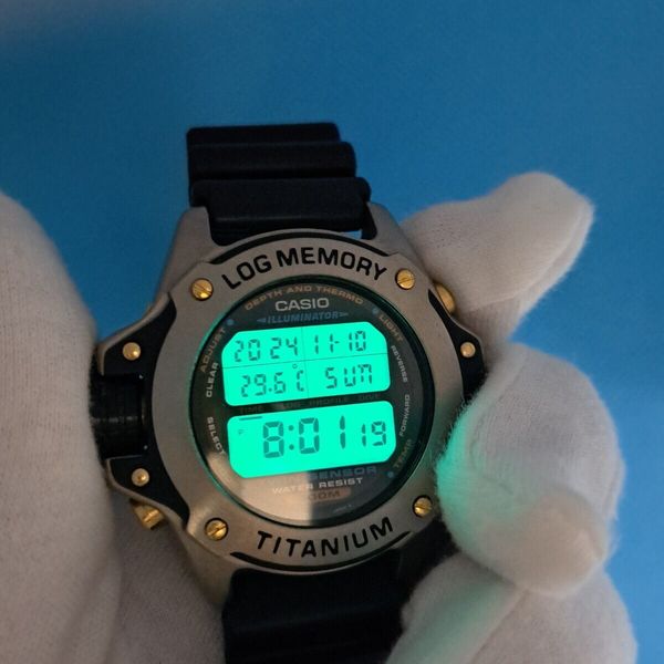 RARE CASIO VINTAGE DIGITAL WATCH DIVER SCUBA TITANIUM DEP-700 90s LOG ...