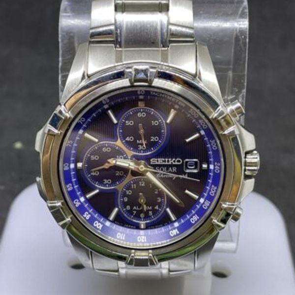 Seiko Men's SSC141 Stainless Steel Solar Watch Blue Dial (needs ...