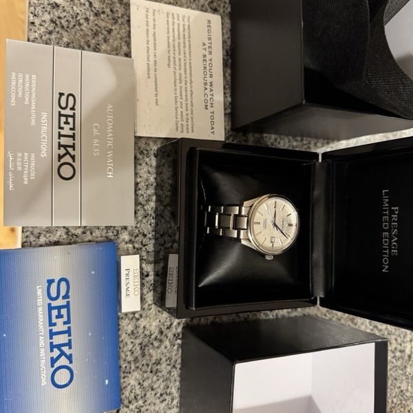 Seiko Presage Silver Watch SJE073 Limited Edition 6L35 Hi-Beat Movement ...