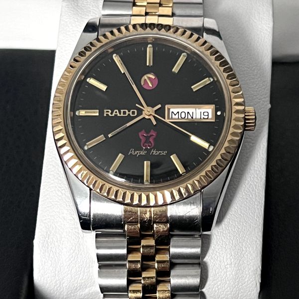 Rado Purple Horse Day Date 636.3476.4 Automatic Black Dial Vintage ...