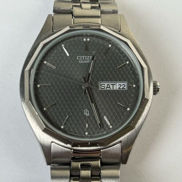 Vtg Citizen 6100-S16873 SMT CQ Quartz Stainless Royal Oak Day Date ...