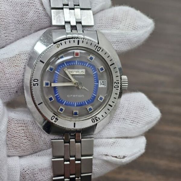 1972 Benrus Citation Electronic Men's Vintage Wrist Watch Silver Tone ...