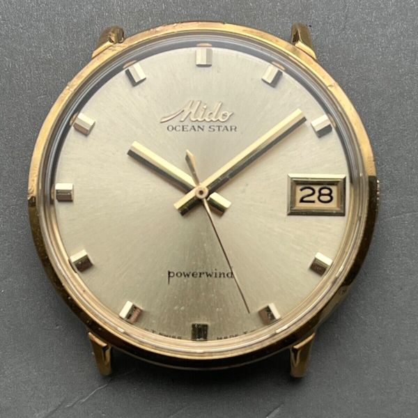 MIDO OCEANSTAR POWERWIND GOLD PLATED RUNNING VINTAGE WRISTWATCH ...