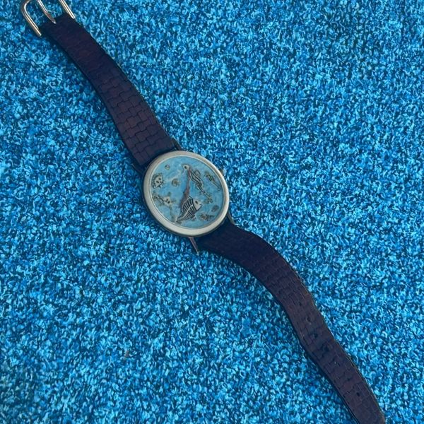 Vintage Fossil BW-6716 Sea Horse Shell Stone 1994 Rare Watch New Works ...